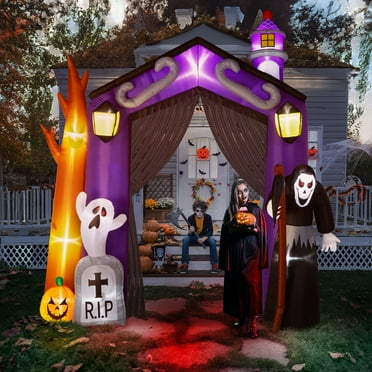 Pre-Lit 12FT Inflatable Haunted House Archway Tunnel for Halloween ...