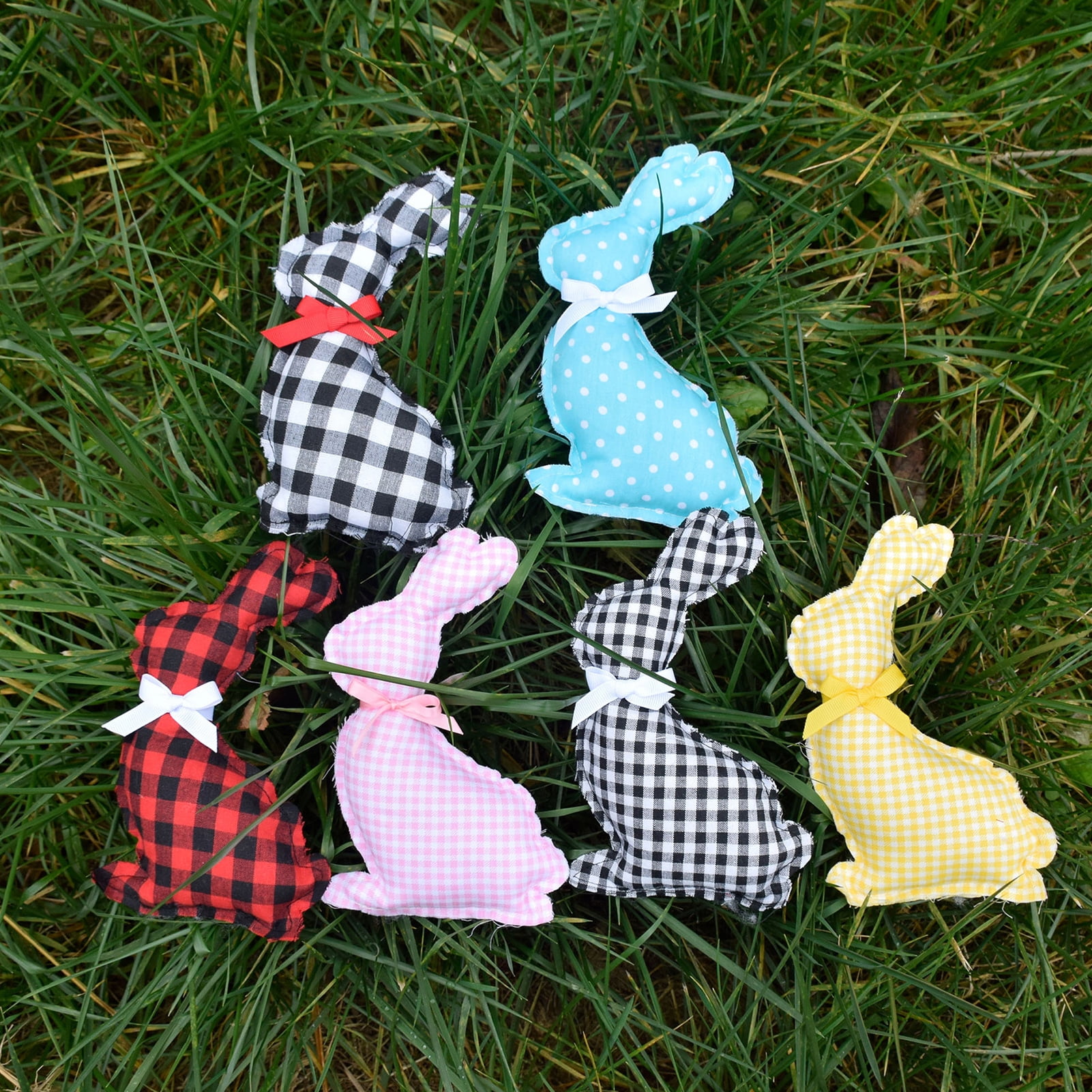 Honrane Bunny Stuffed Doll Cloth Art Plain Ribbon Bowknot Handmade ...