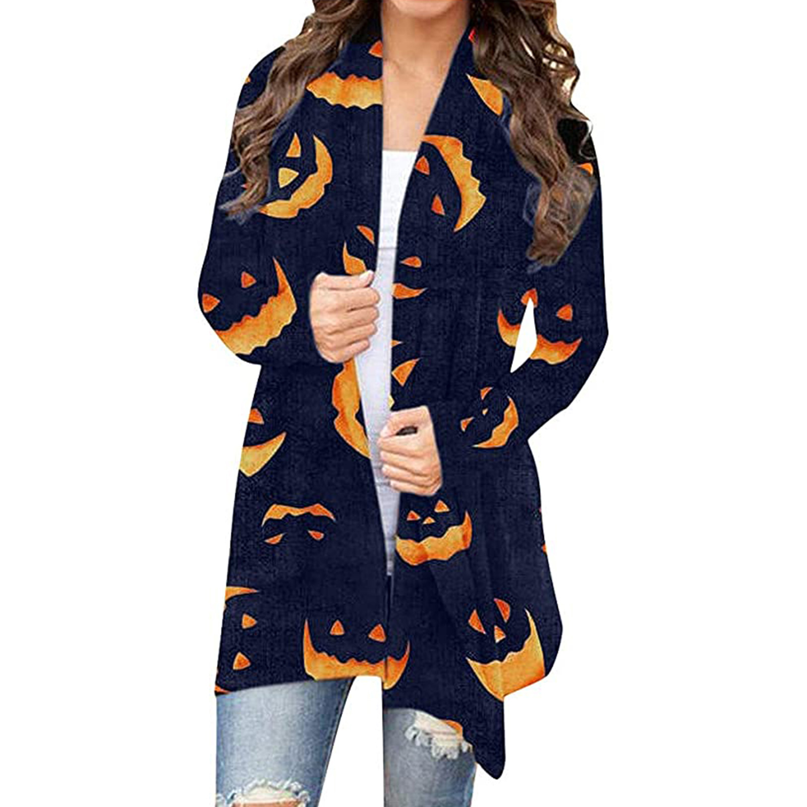 Women'S Cardigan Halloween Elements Long Sleeve Open Front Knit Sweater ...