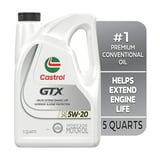 Castrol GTX 5W-20 Synthetic Blend Motor Oil, 5 Quarts, Engine Sludge ...