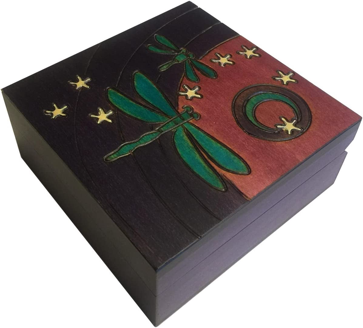 Dragonfly Moon Stars Box Handmade Wood Keepsake Jewelry Box Made in ...