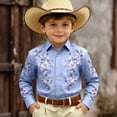 BOOMNY Toddler Boys Western Cowboy Shirts Long Sleeve Lapel Embroidery ...