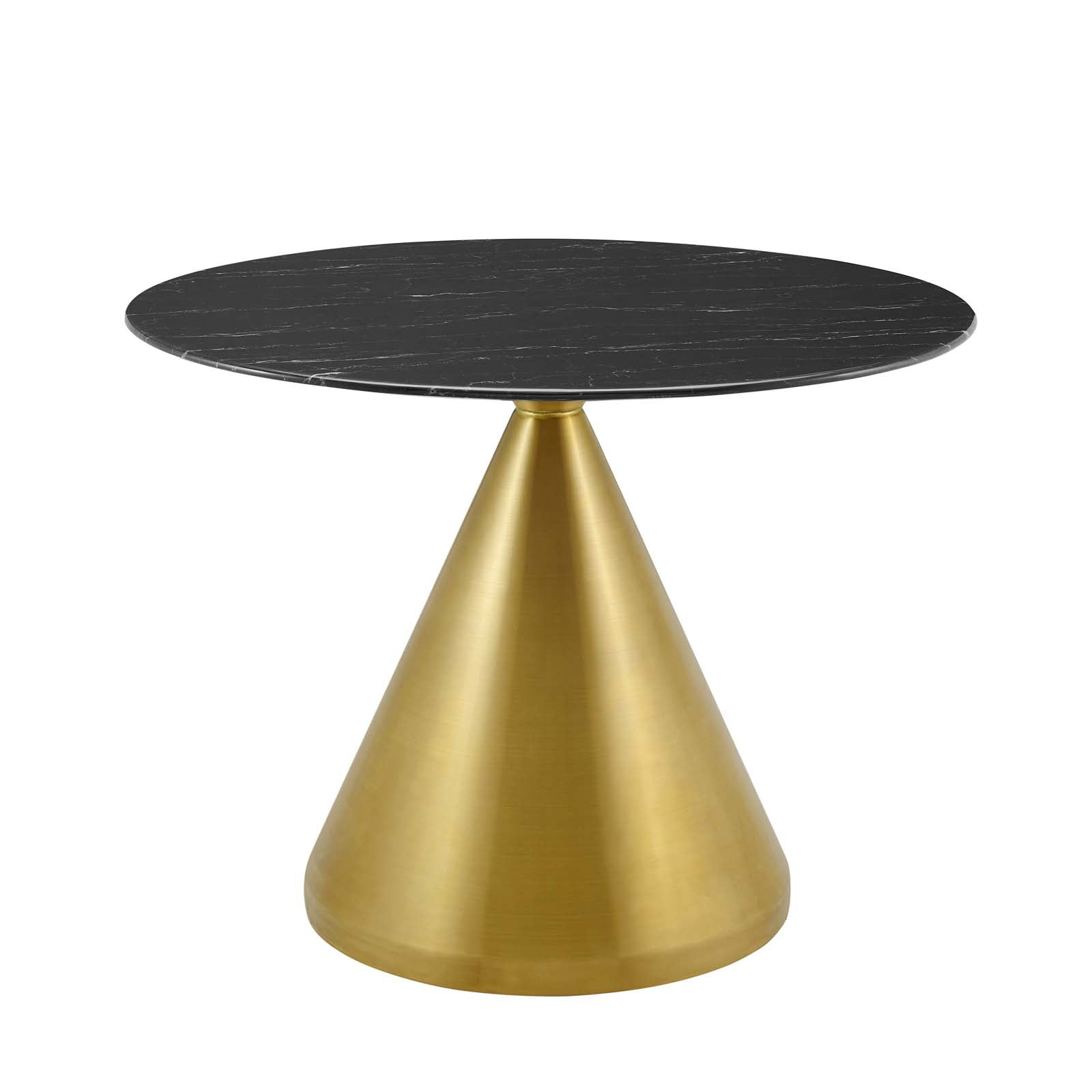 Dining Table, Round, Artificial Marble, Metal Steel, Gold Black, Modern ...
