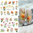 Tulips Flowers Water Nail Decals Leaf Transfer Nail Stickers Spring ...