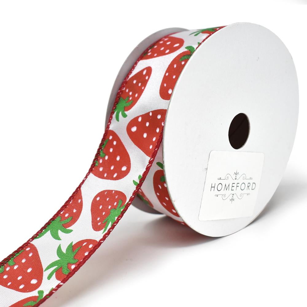Strawberry Satin Wired Printed Ribbon, 1-1/2-Inch, 10-Yard - Walmart.com
