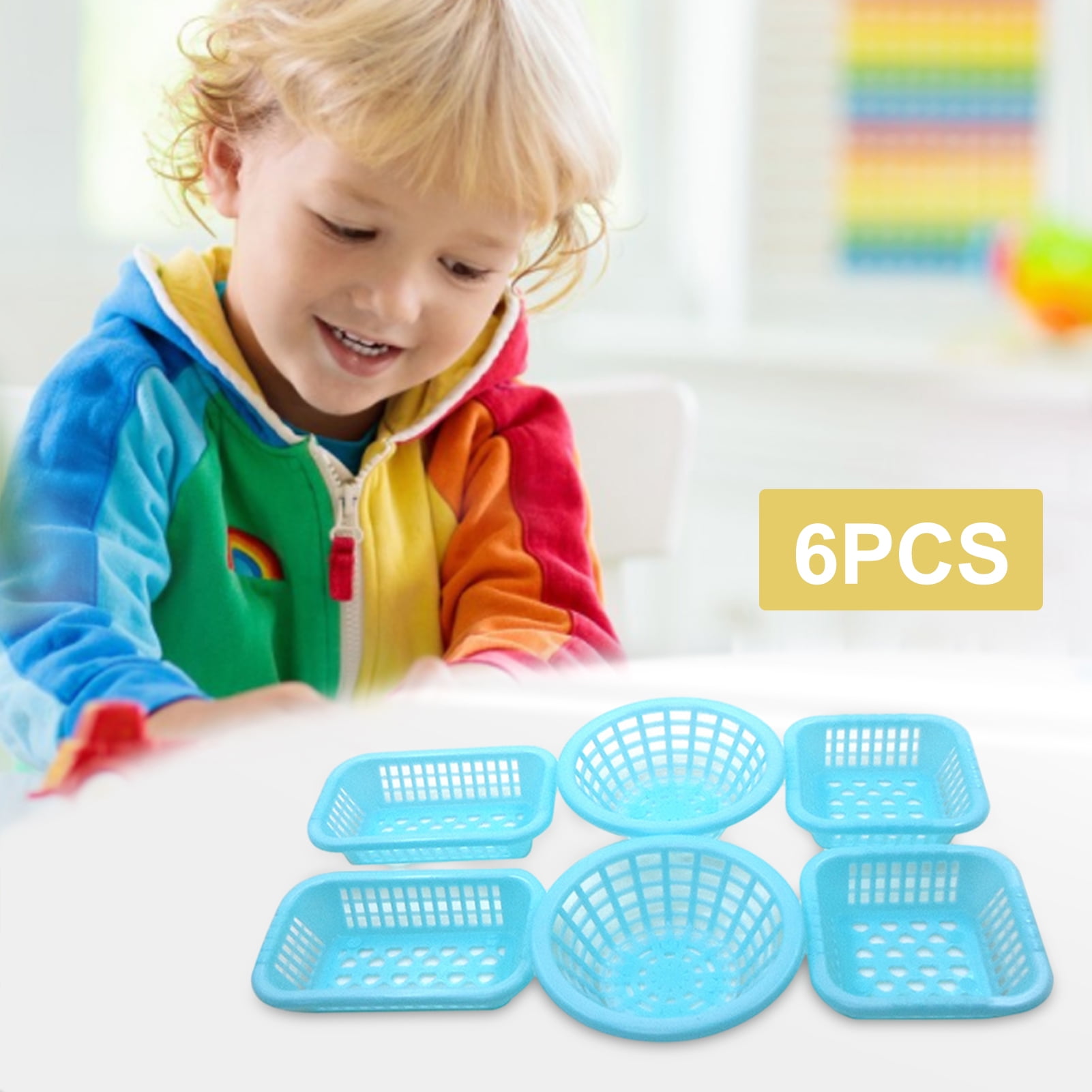 Hesroicy 6Pcs Miniature Baskets Creative DIY Plastic Solid Blue Color ...