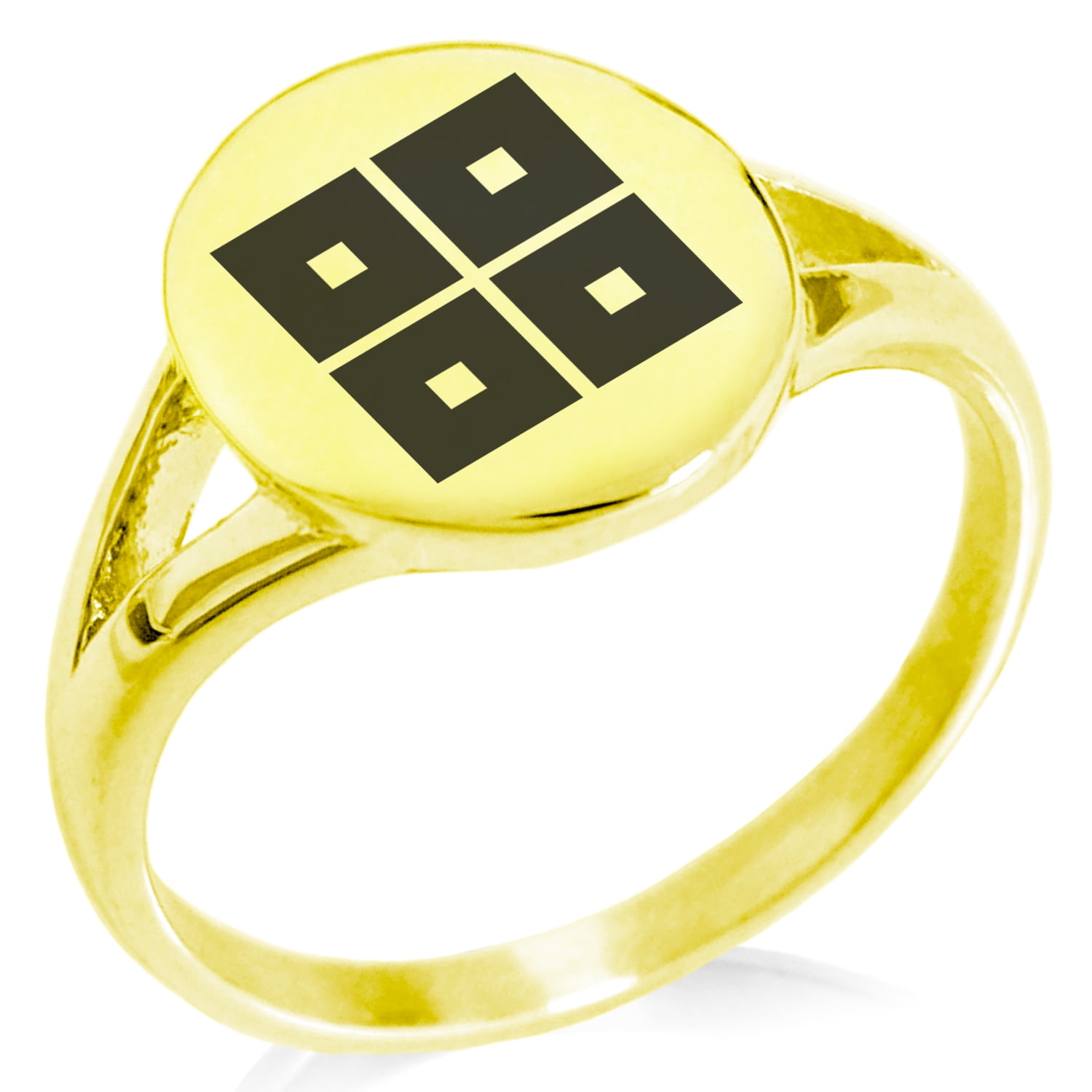 Stainless Steel Kyogoku Samurai Crest Minimalist Oval Top Polished ...