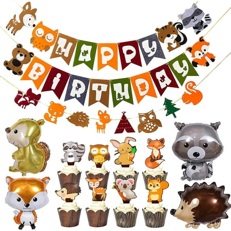 Woodland Party Decorations Woodland Animal Birthday Banner Garland Foil ...