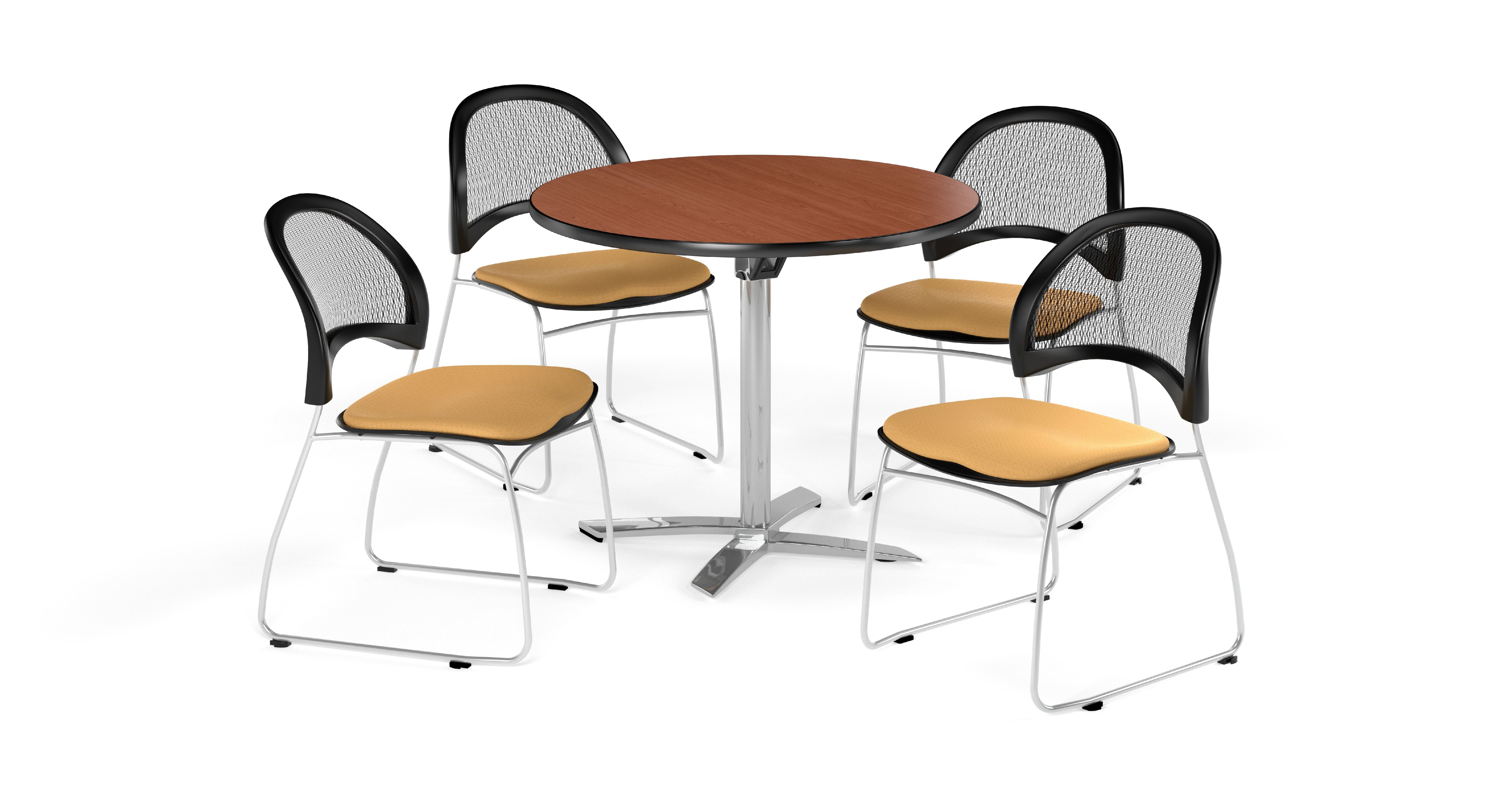 OFM Multi-Use Break Room Package, 36" Round Flip-Top Table with Moon ...