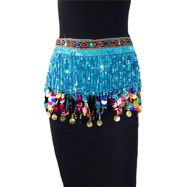 Eyicmarn Womens Color Sequin Fringe Mini Skirt Boho Style Shiny Belly