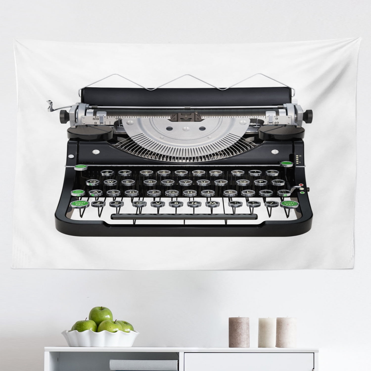 Typewriter Tapestry, Nostalgic Illustration of Old Mechanical Keyboard ...