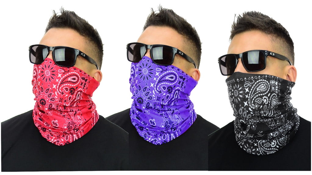 Multi Functional Tube Bandana | Classic Paisley Bandana Pattern - 3PK B ...