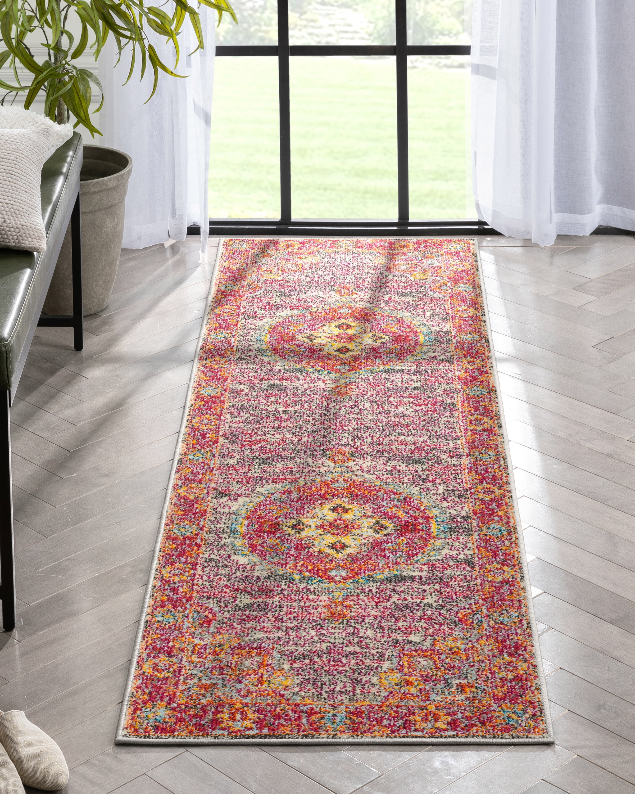 Well Woven Payson Fuchsia Pink Persian Medallion 2'3" x 7'3" Runner Rug ...