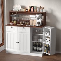 Veanerwood Farmhouse Buffet Cabinet with Drawers & Open Shelf ...