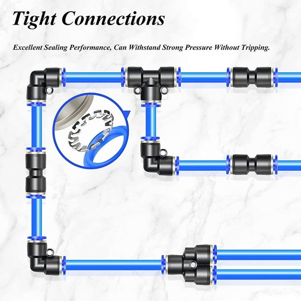 Conector neumático 10mm 3/8 ", conector tipo T, conector neumático ...
