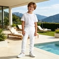 Boys Casual Solid Color Trousers Comfortable Elastic Waist Soft Blend ...