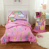 Barbie Toddler Bedding, 5Pc Set, Comforter, Sheet, Pillowcase, Throw ...