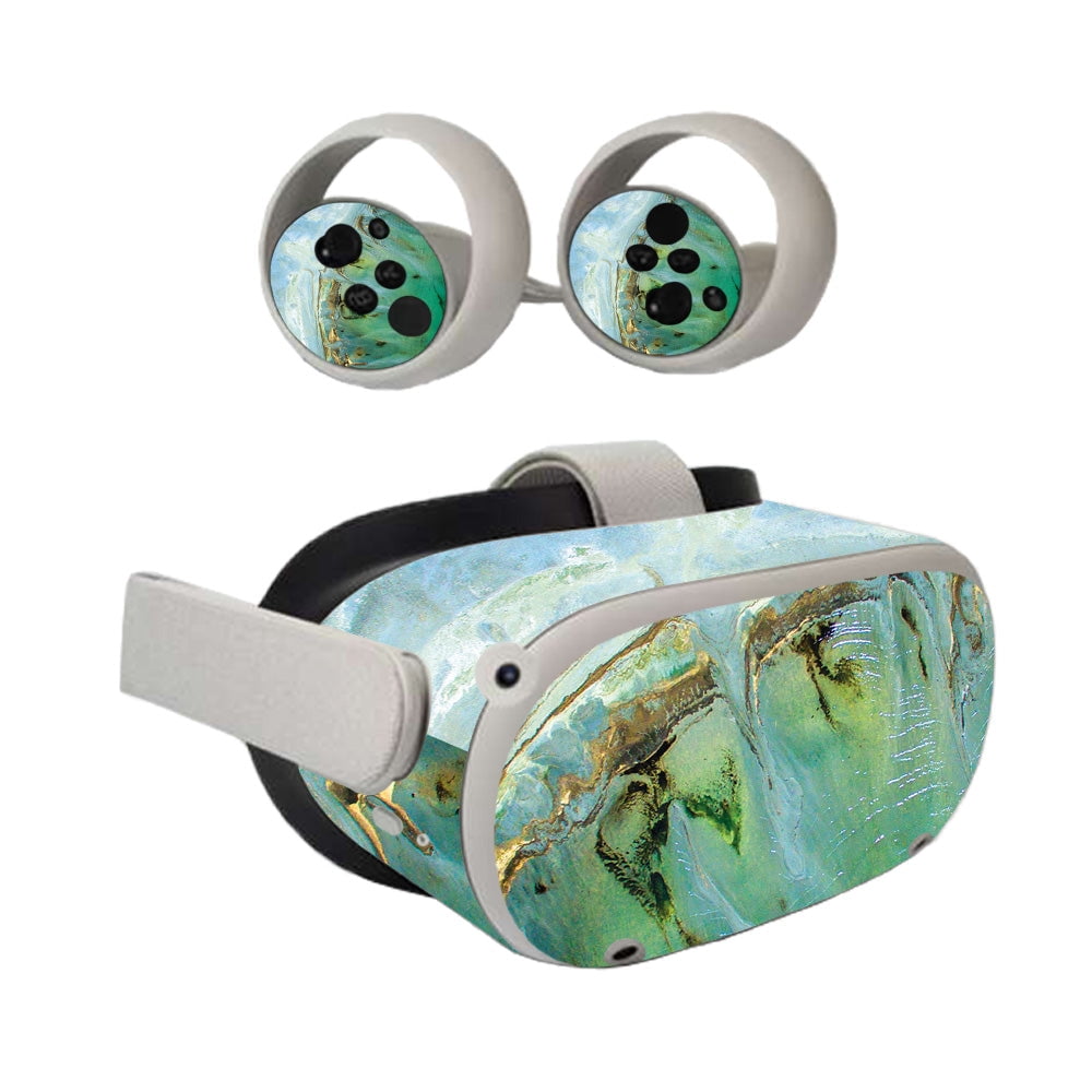 Skin Decal Wrap Compatible With Oculus Quest 2 Sticker Design Green ...