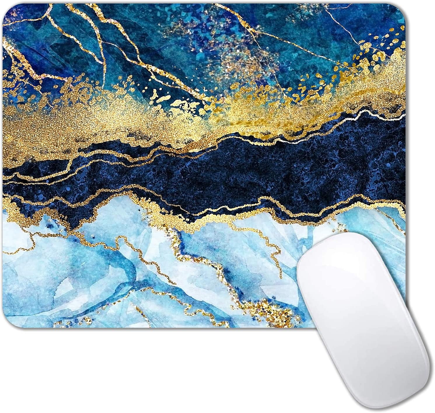 Blue Cracked Marbling Mouse Pad, Non-Slip Rubber Base Marble Mousepad ...