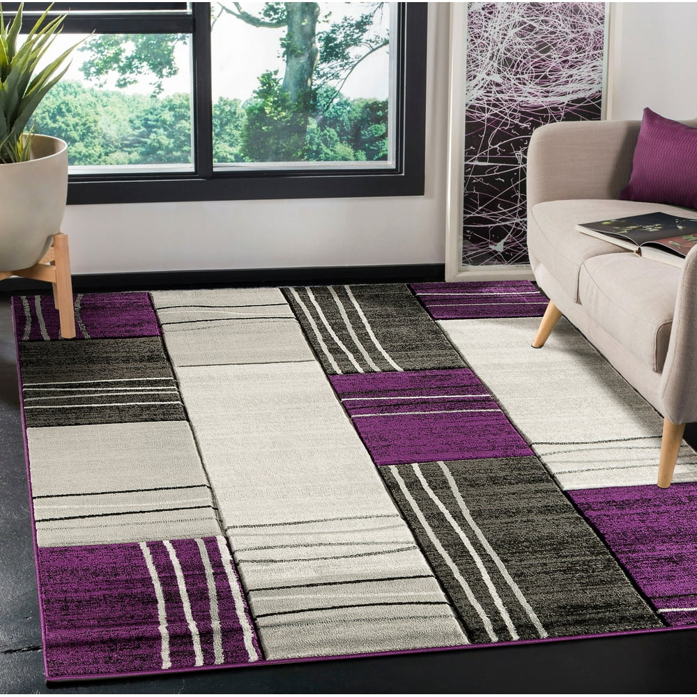 Modern Geometric Rectangles Hand-Carved Soft Living Room Area Rug ...