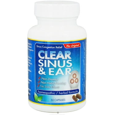 Clear Products Sinus & Ear Relief, 60 Ct - Congestion Decongestant for ...
