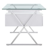 "Modway Modern White Tempered Metal 71"" Sector Office Desk with Glass ...