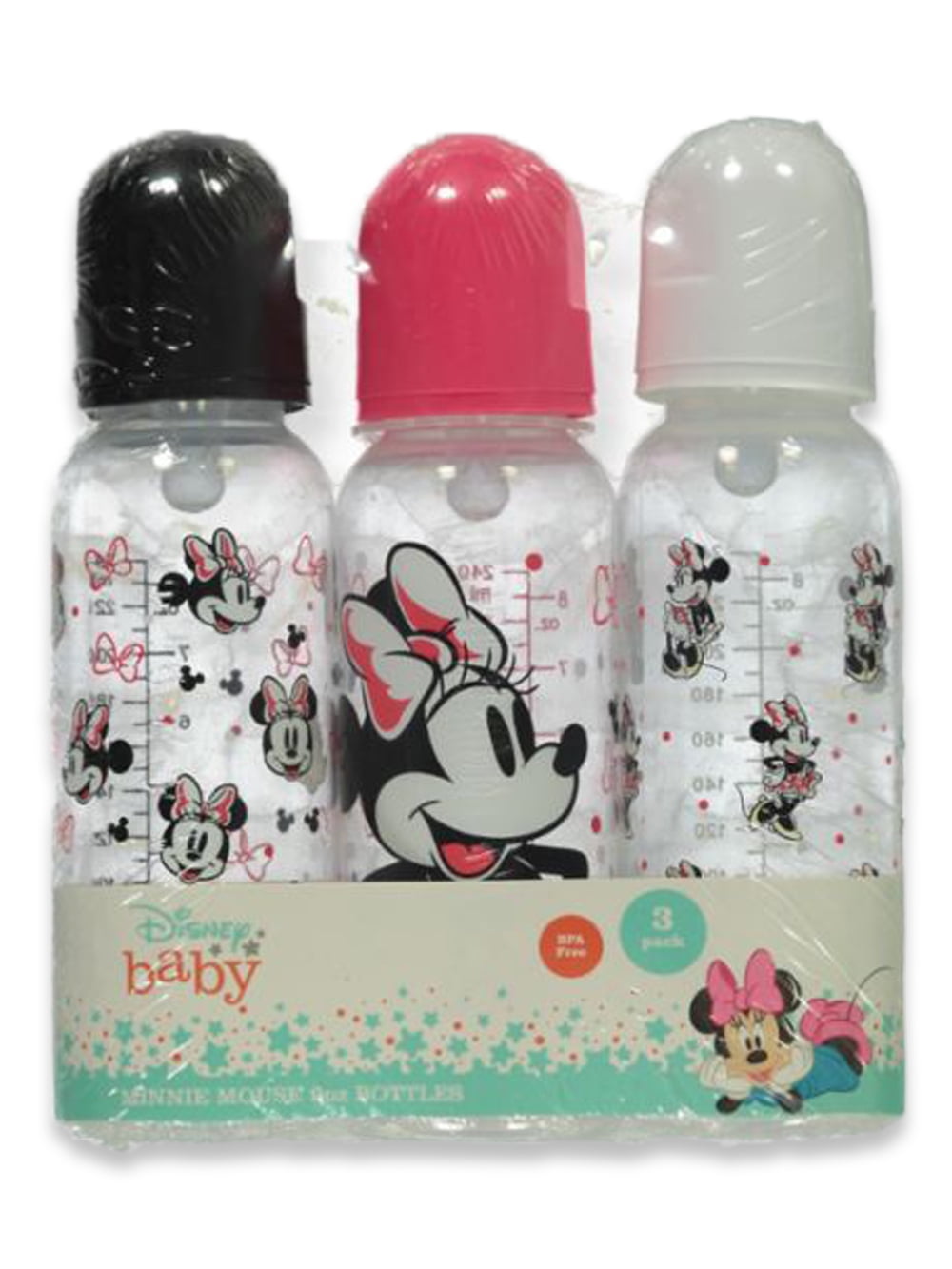 Disney Minnie Mouse Baby Girls' 3-Pack 9 Oz. Baby Bottles - pink/multi ...