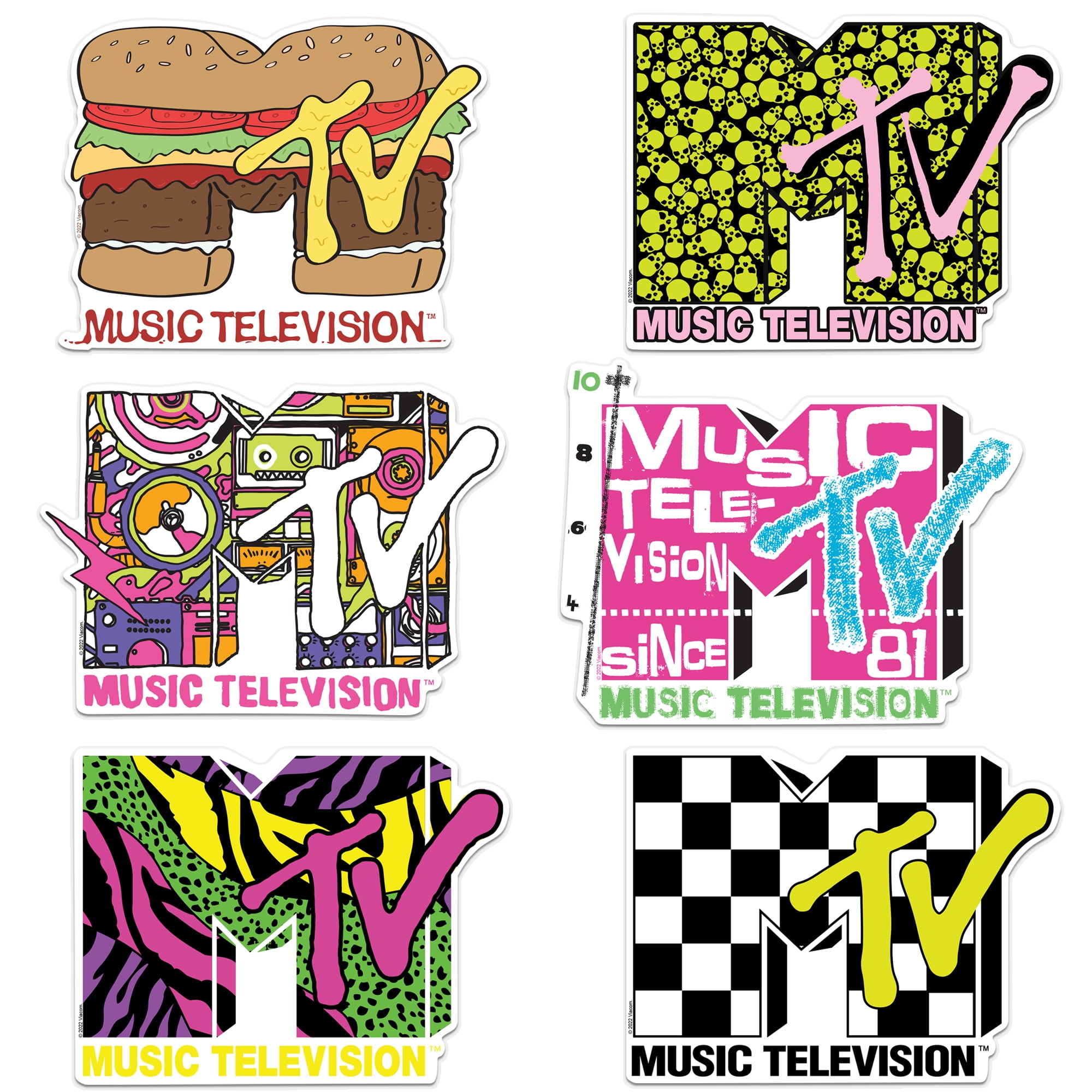 MTV Logo Large Sticker Pack Die Cut Vinyl Large Deluxe Stickers Variety ...