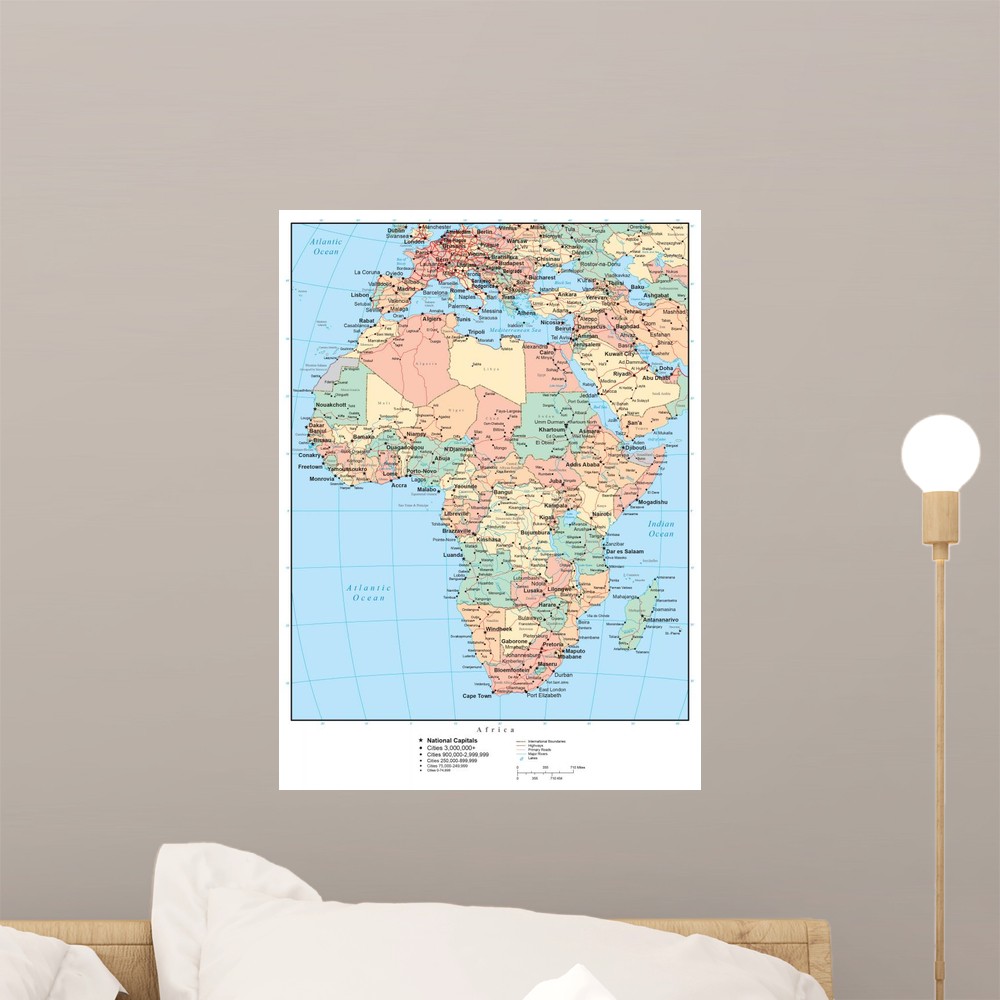 Africa Political Educational Map Wall Mural by Wallmonkeys Peel and ...