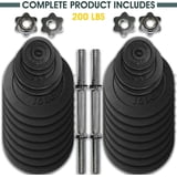 Yes4All 200 lbs Adjustable Dumbbell Weight Set for Beginners, Cast Iron ...
