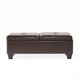 Noble House Logan Chocolate Brown Bonded Leather Storage Ottoman ...