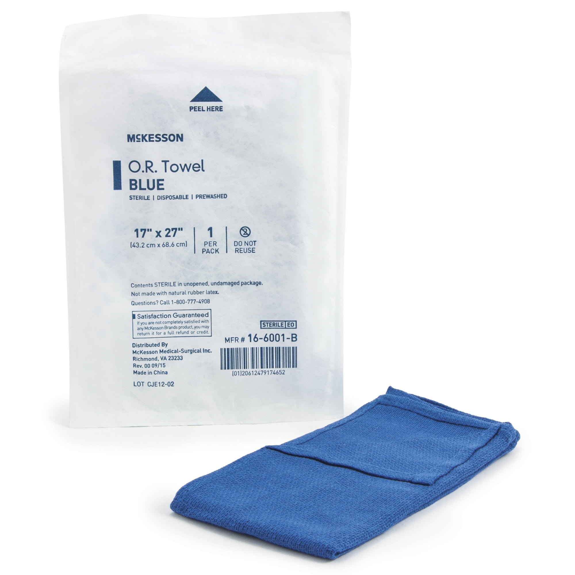 McKesson OR Towel, Plain Weave, Non-Radiopaque, 17 in x 27 in, 1 Count ...