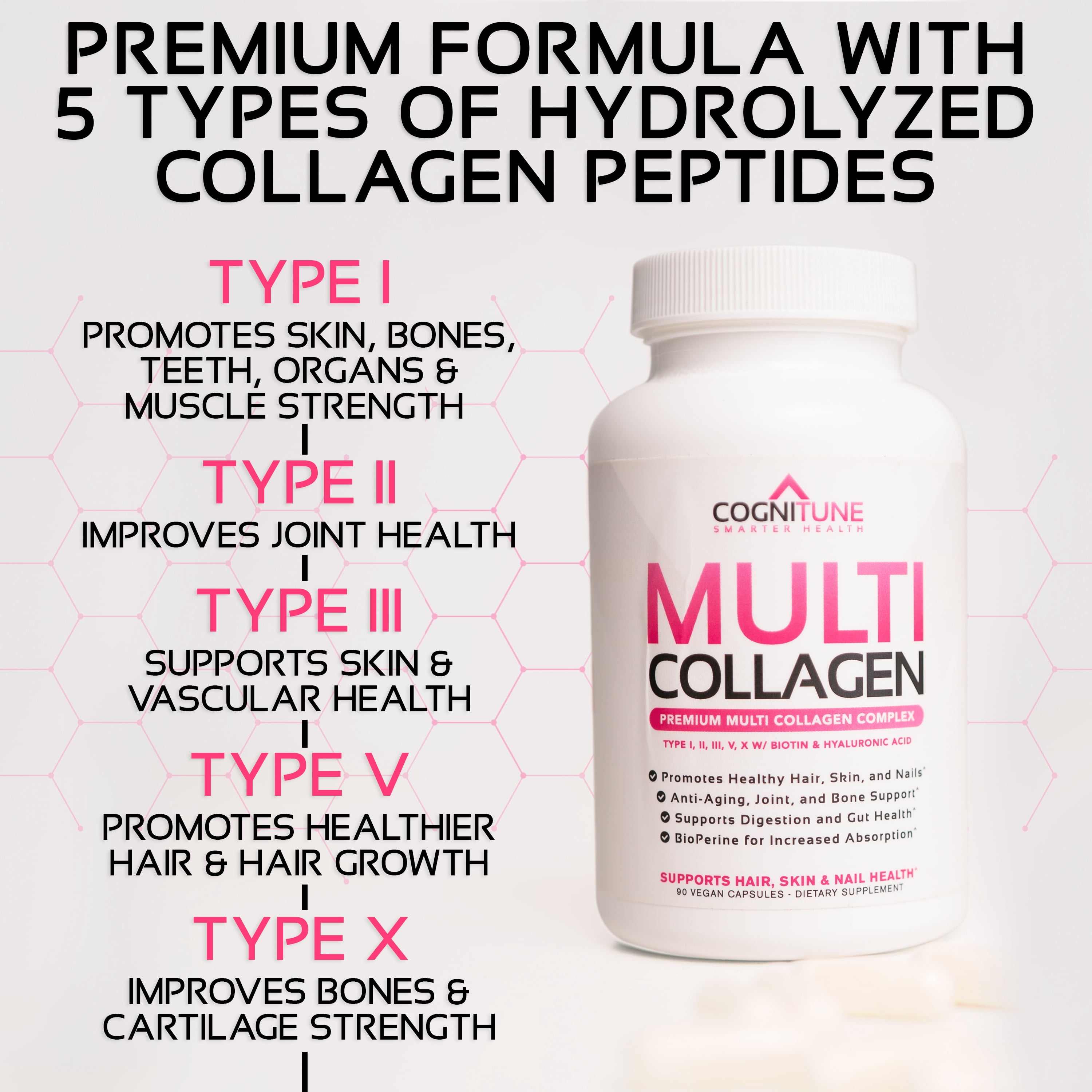 Cognitune Multi Collagen Capsules, 5 Collagen Types Philippines | Ubuy