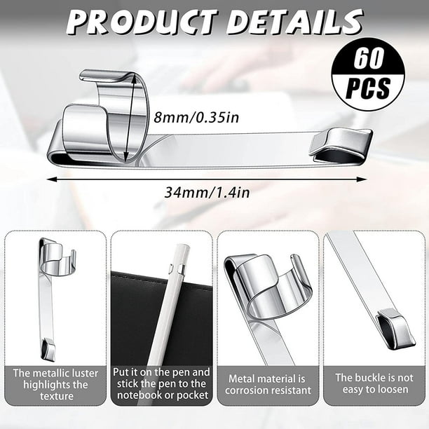 Metal Pencil Clips Slide on Pencil Pocket Clips Snap in, Pencil Holder ...