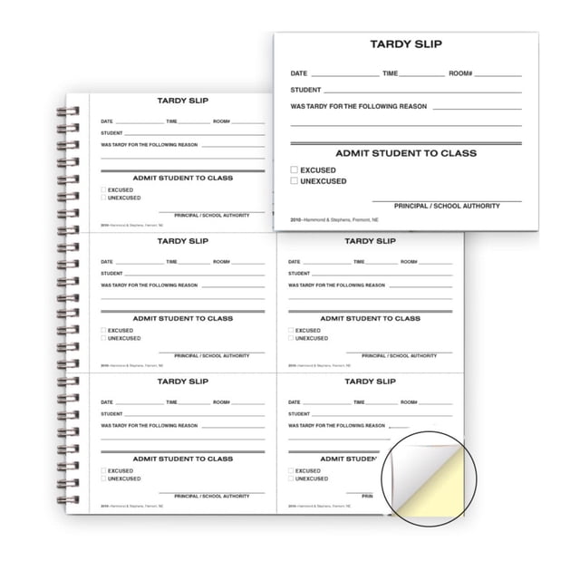 Hammond & Stephens Carbonless Record Book with 300 Tardy Slips, White ...