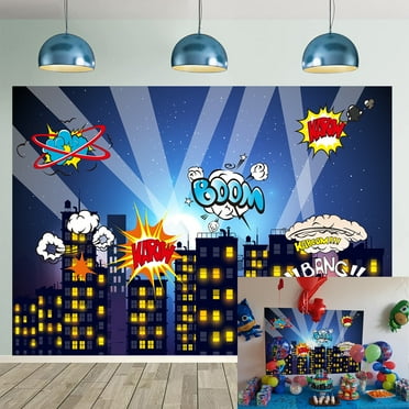 6x4FT Super Hero Party Backdrop Superhero Party Decorations Supplies ...