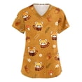 AHMOMEI Womens Scrub Tops Stretchy Cartoon Animal Print Womens Scrubs V ...