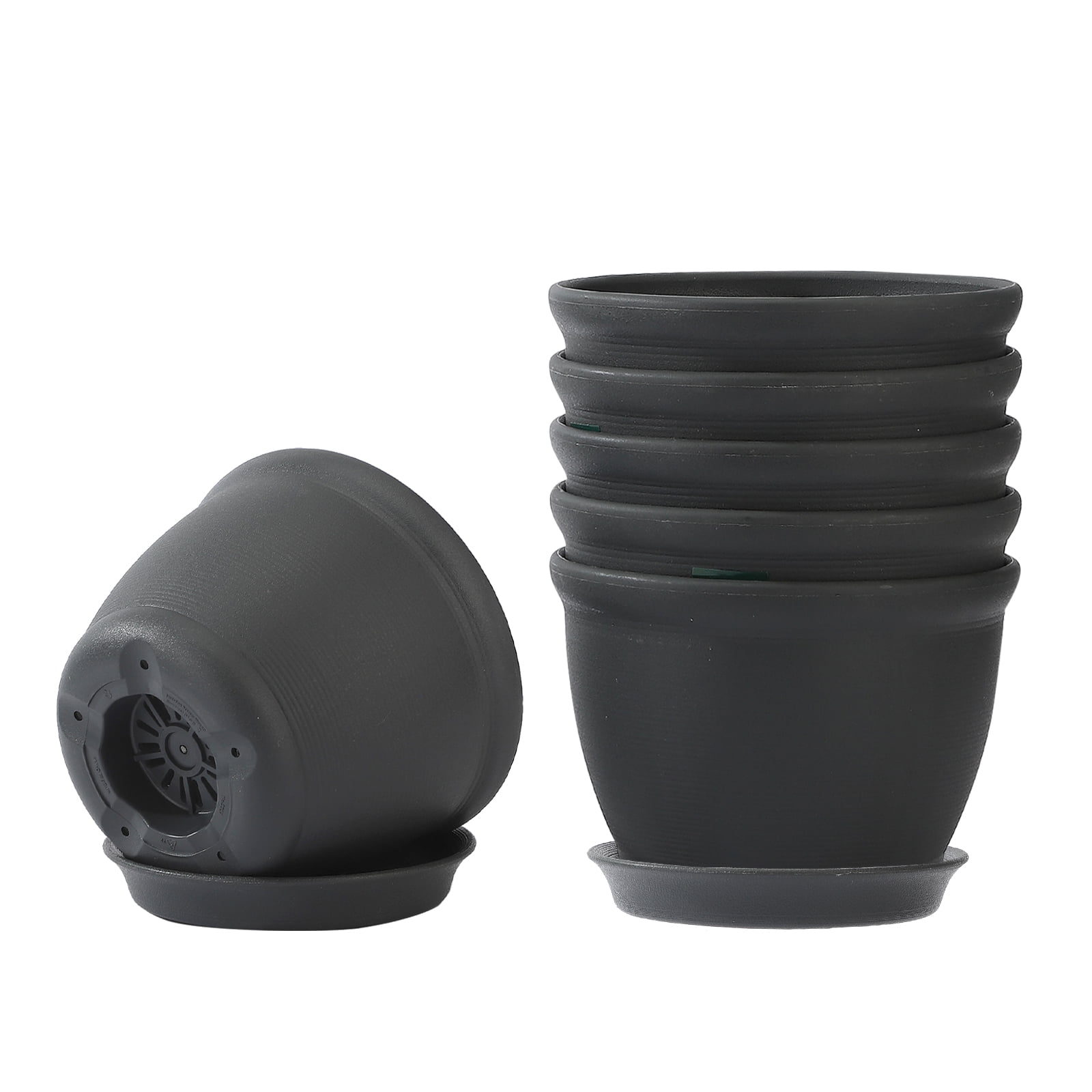 6 PCS Resin Plant Flower Pot,5.4 Inch with Drainage Hole & Saucer ...