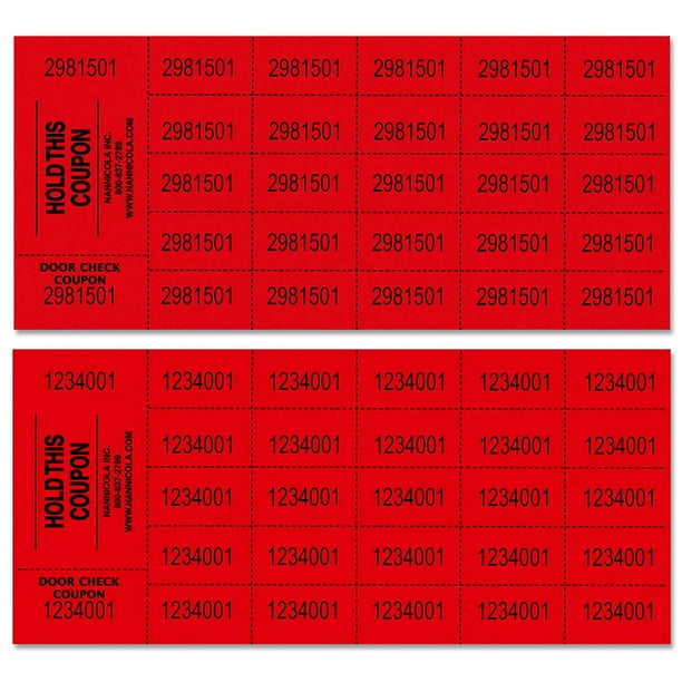 Auction Tickets - 1000 Sheets - Assorted Colors (Red) - Walmart.com