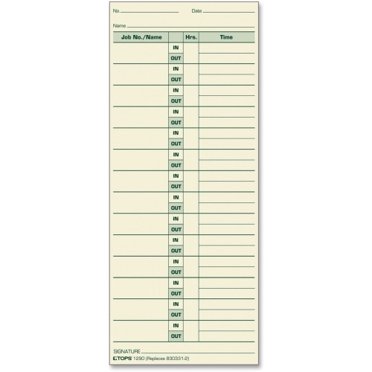 TOPS, TOP1257, Numbered Days/Full Payroll Time Cards, 500 / Box, Yellow ...