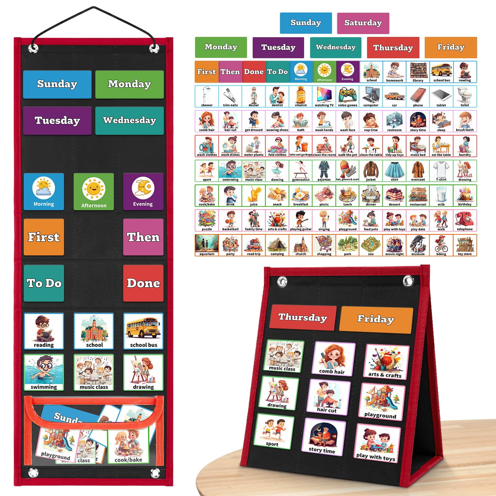 Visual Schedule for Kids Chore Chart，3 in 1 Daily Schedule Board ...