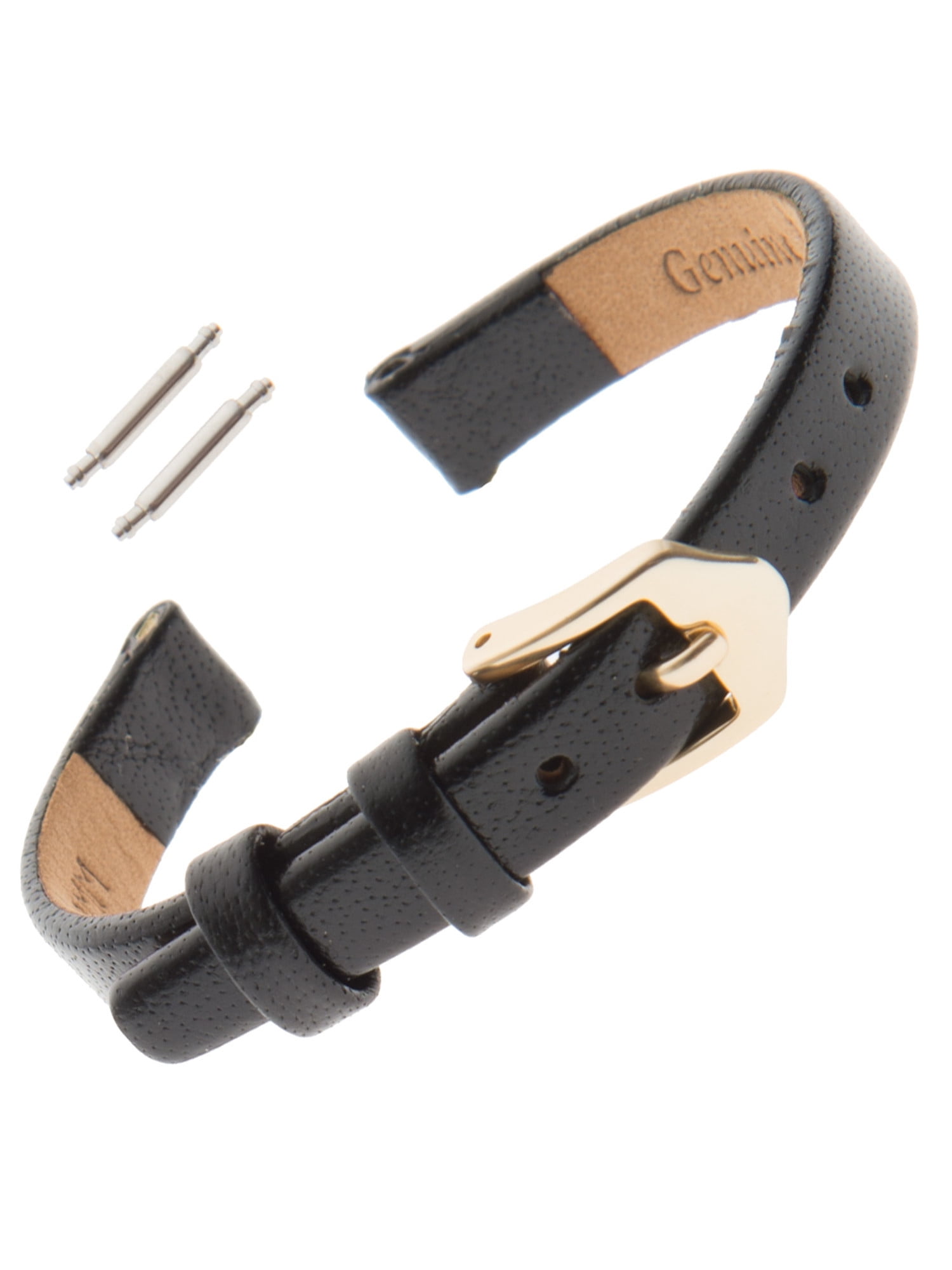 Gilden Ladies 6-12mm Black Flat Polished Leather Watch Band F66 (10mm ...