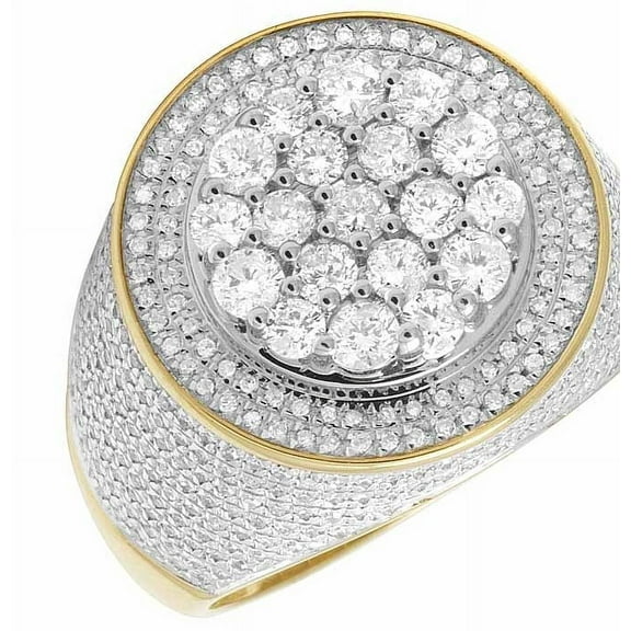 Men's 14K Rose Gold Real Baguette Diamond Star Pinky Ring 5.5 CT ...