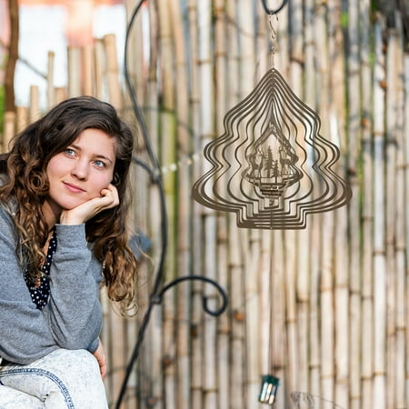 Snorda 3D Christmas Tree Wind Chimes 3D Wind Turning Wind Chimes Rural ...