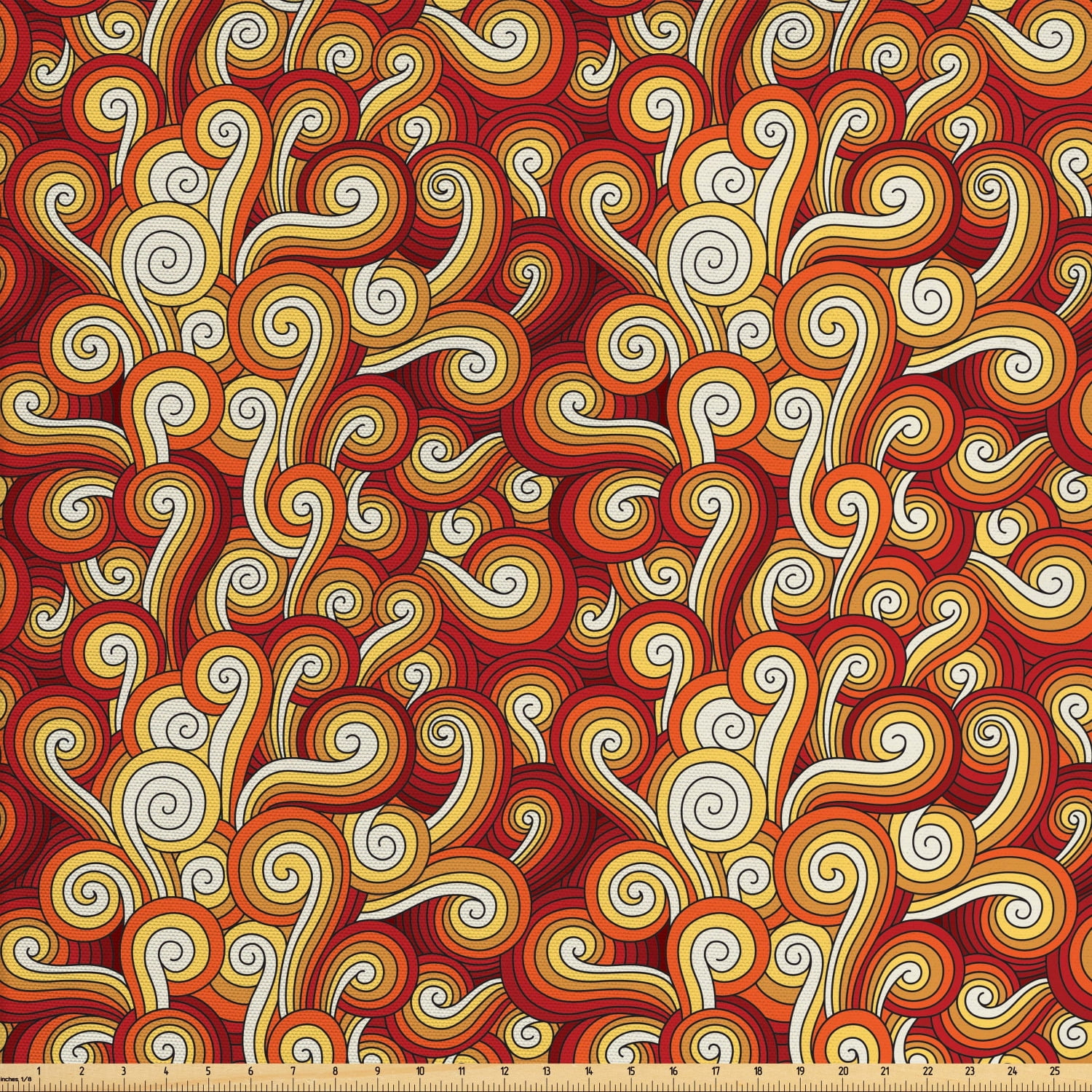 Abstract Sofa Upholstery Fabric by the Yard, Funky Retro Style Abstract ...