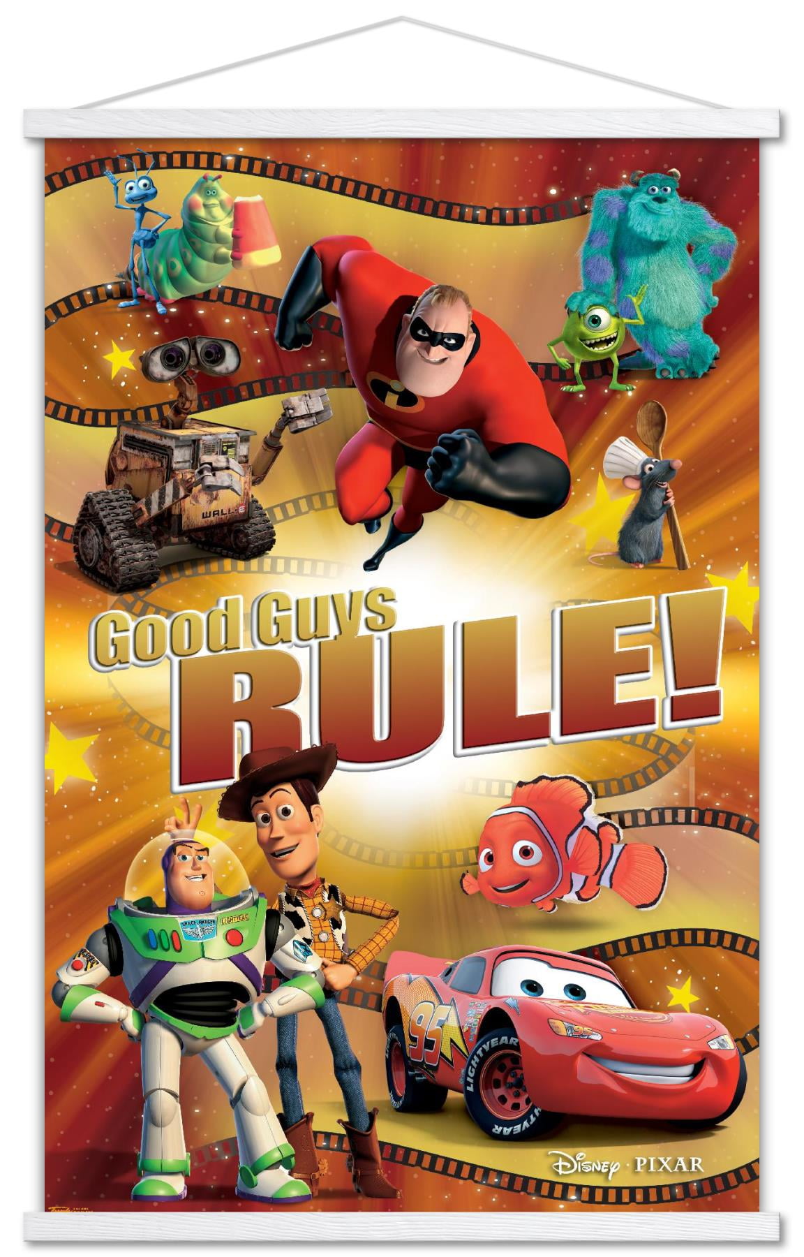 Disney Pixar - Best of Pixar - Good Guys Rule! Wall Poster with Wooden ...