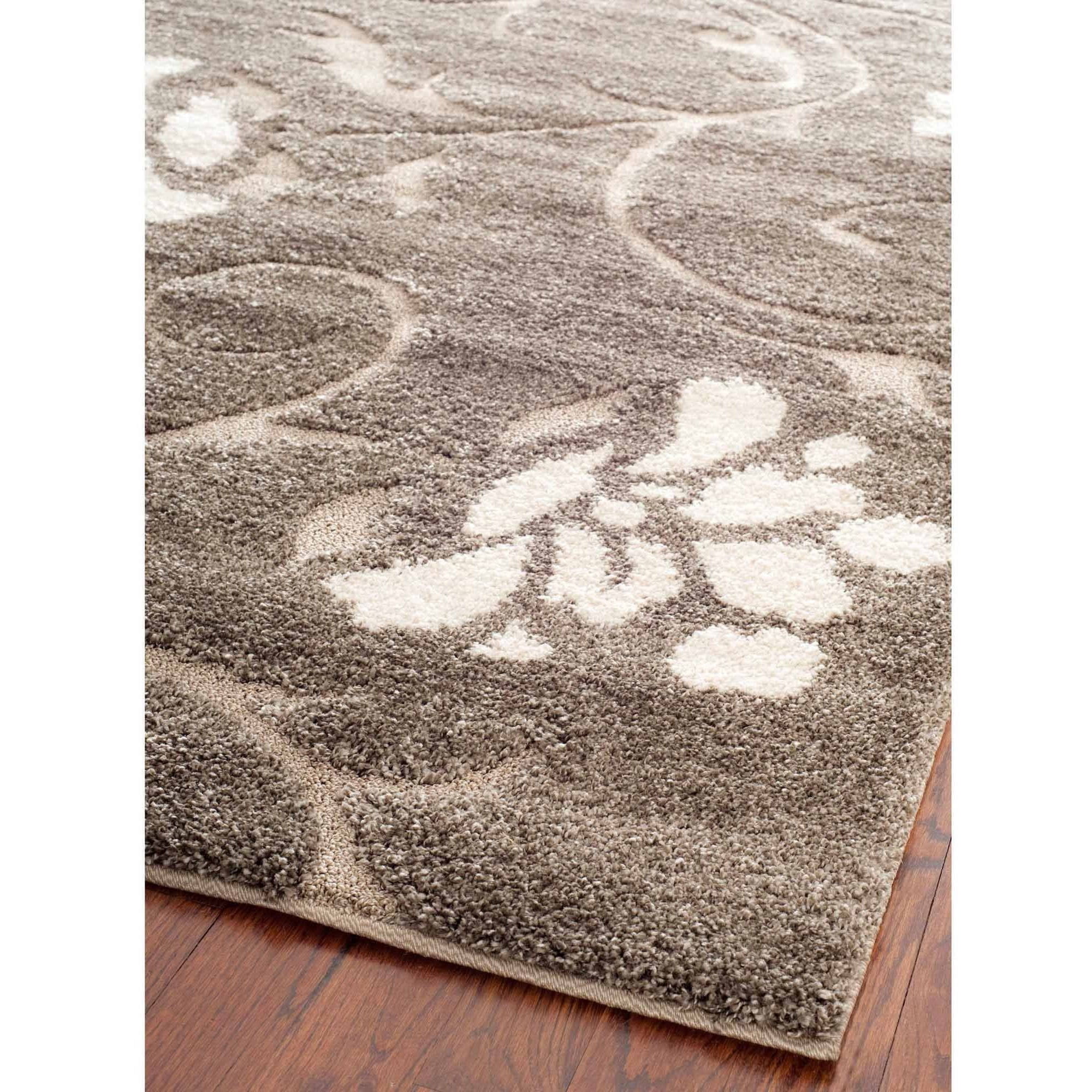SAFAVIEH Florida Davin Floral Shag Area Rug, Smoke/Beige, 5'3" x 7'6 ...