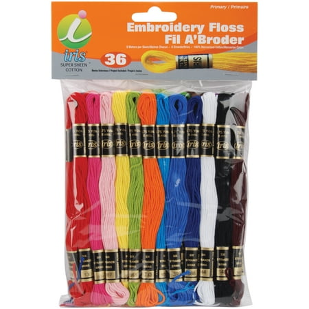 Iris 353252 Embroidery Floss Pack 8 Meters 36-Pkg-Primary Colors ...