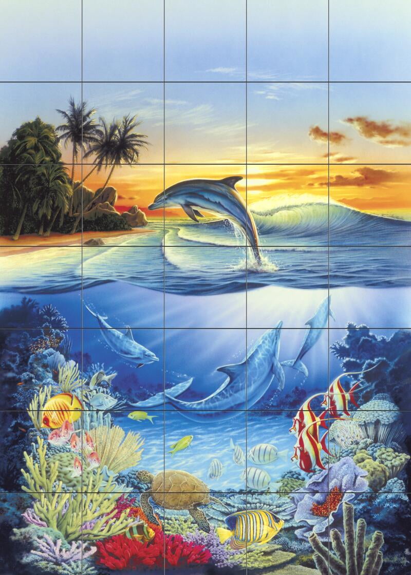 Tile Mural Bathroom Backsplash - Dolphin Lagoon - by Robin Koni ...