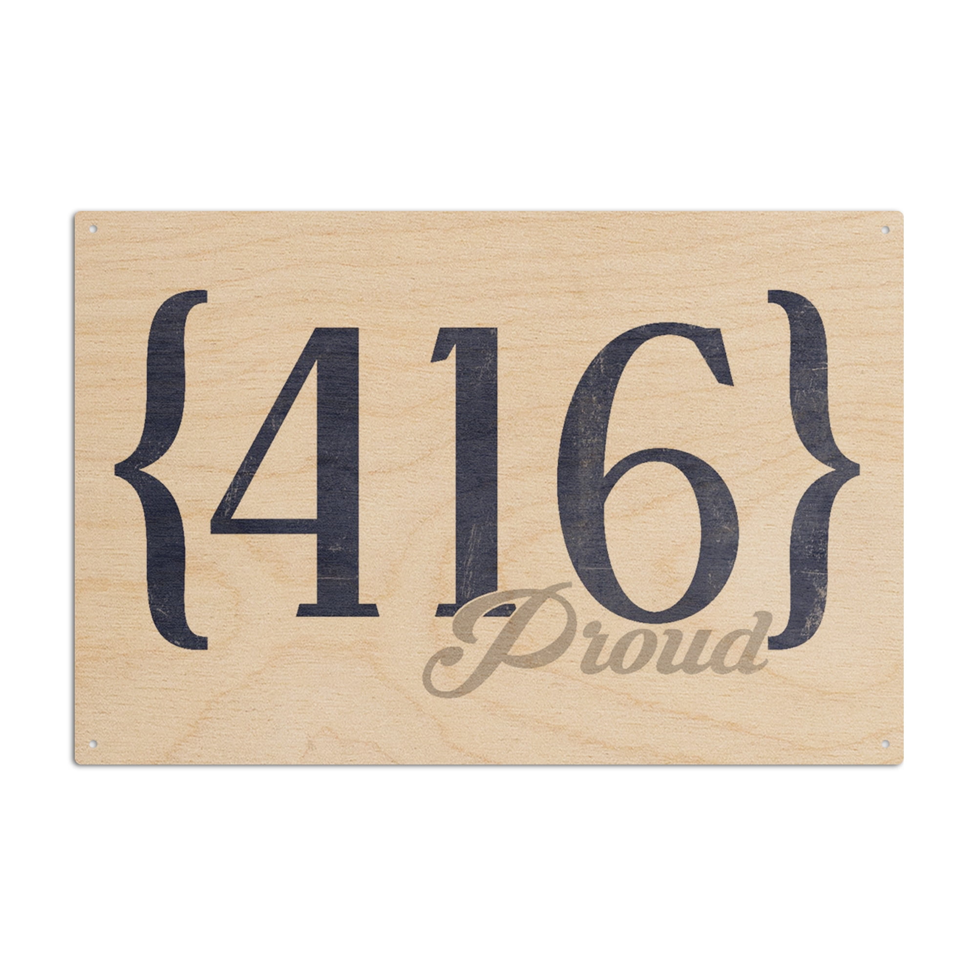 Toronto, Ontario, 416 Area Code Birch Wood Wall Sign (6x9 Rustic Home ...